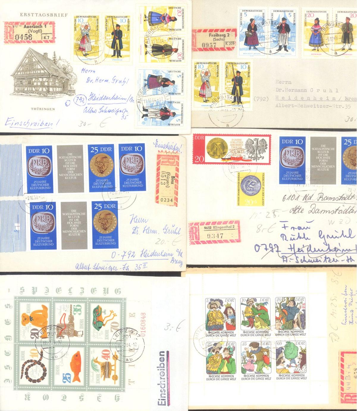 DDR KLEINBOGEN, Blocks, Zusammendrucke, Trachten 1964…. | Badisches Auktionshaus