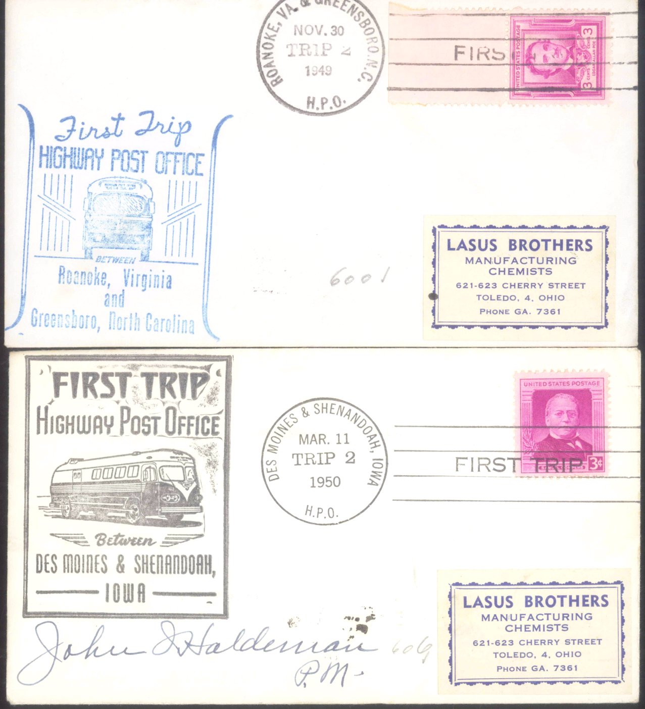 USA 1949-1950, FIRST TRIP – HIGHWAY POST OFFICE, Bus | Badisches ...