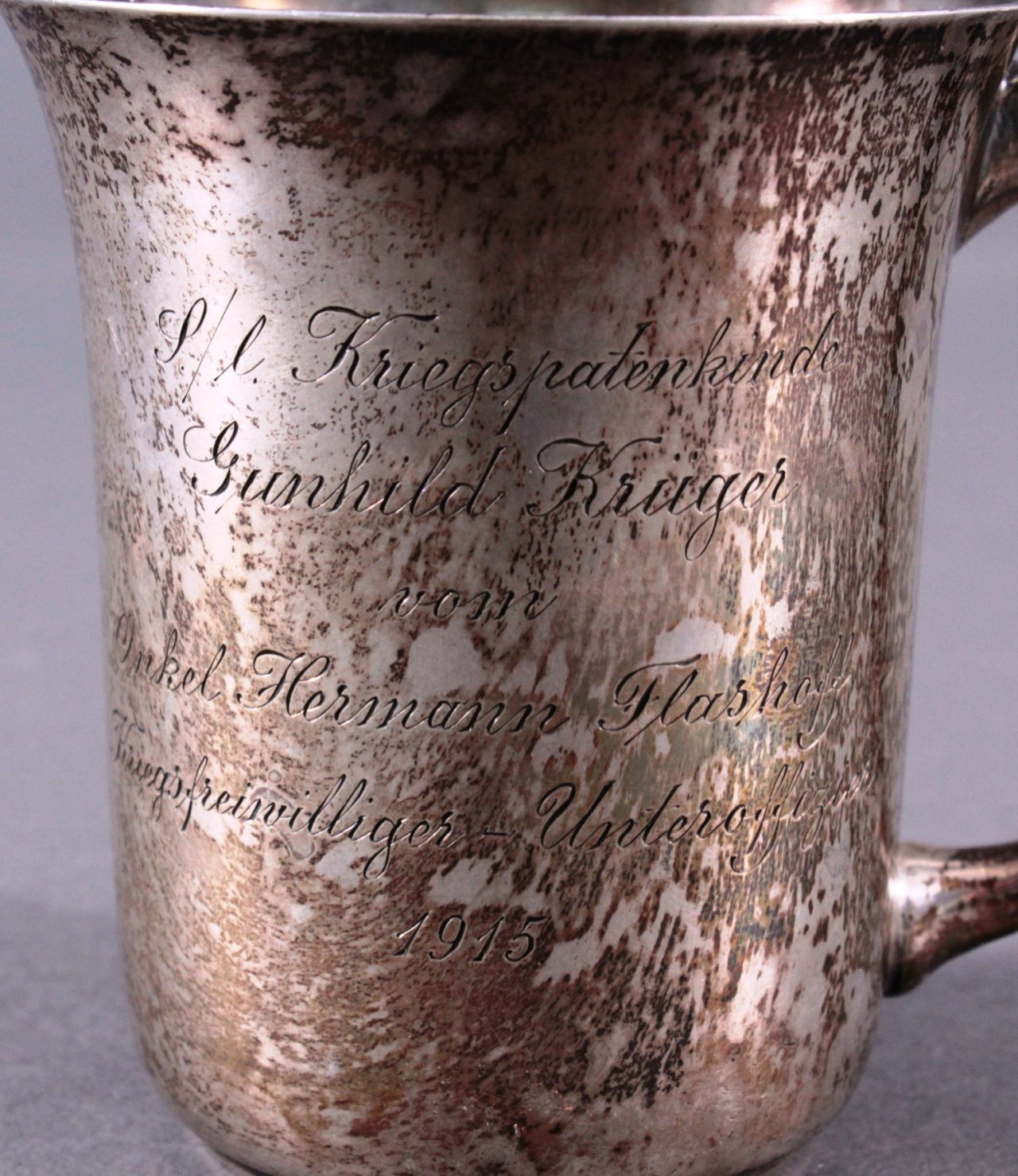 Silberbecher mit Gravur, 800er Silber, Herst. L. Posen | Badisches ...