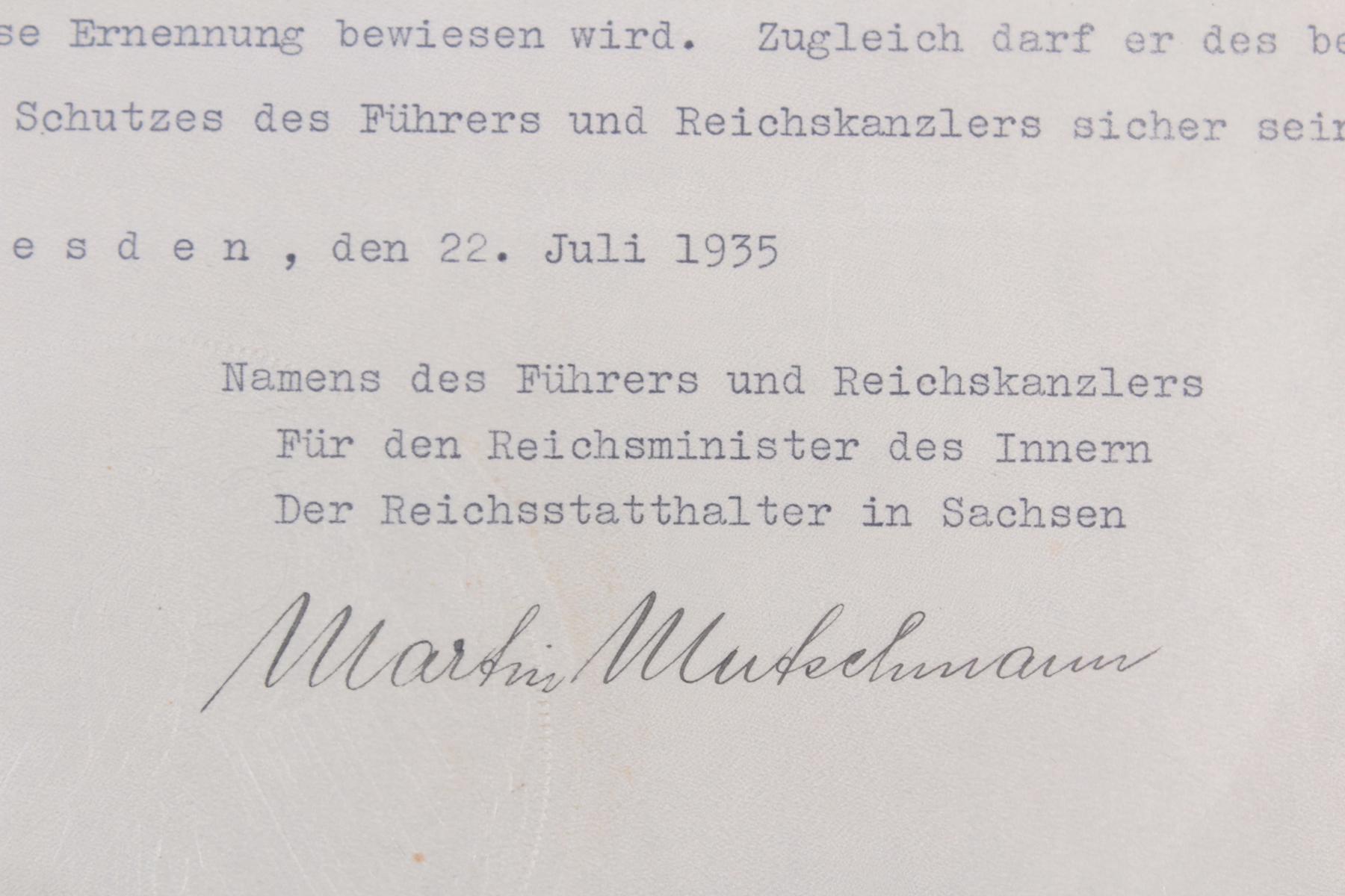 Urkunde mit Autograph Martin Mutschmann | Badisches Auktionshaus