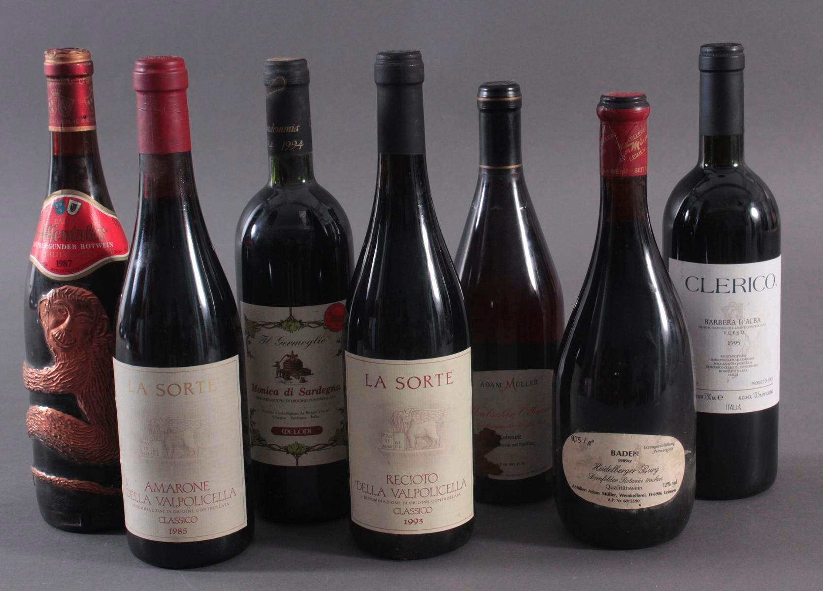 Konvolut von 7 Flaschen Rotwein | Badisches Auktionshaus