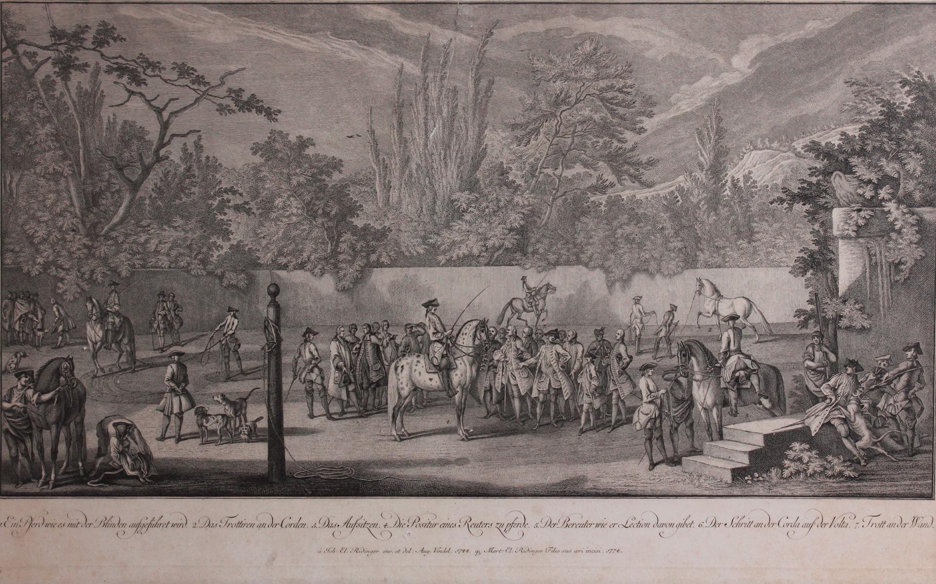 Martin Elias Ridinger (1730-1781). Die große Reitschule, Blatt 1 ...