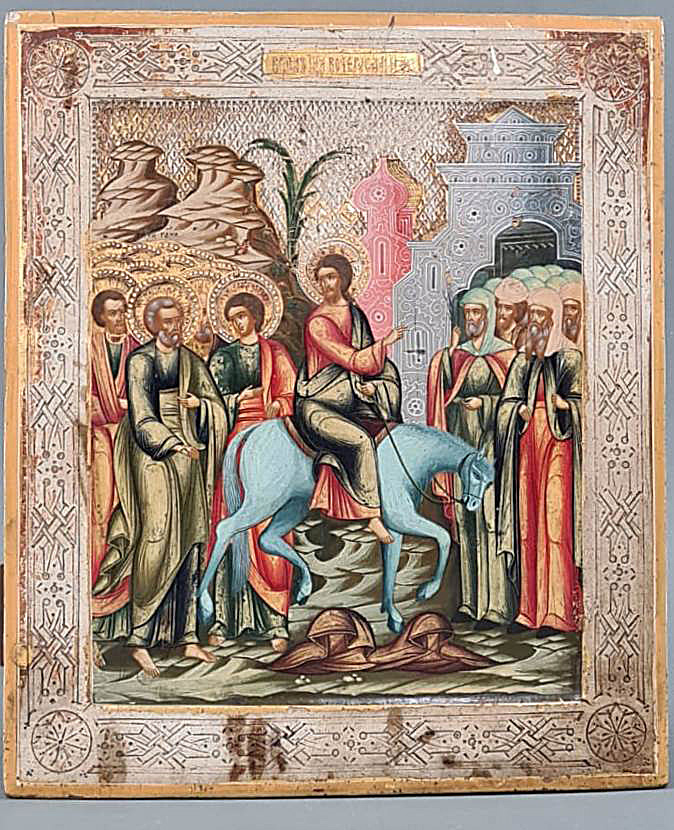 Ikone mit Einzug Christi nach Jerusalem, Russland um 1900 | Badisches Auktionshaus