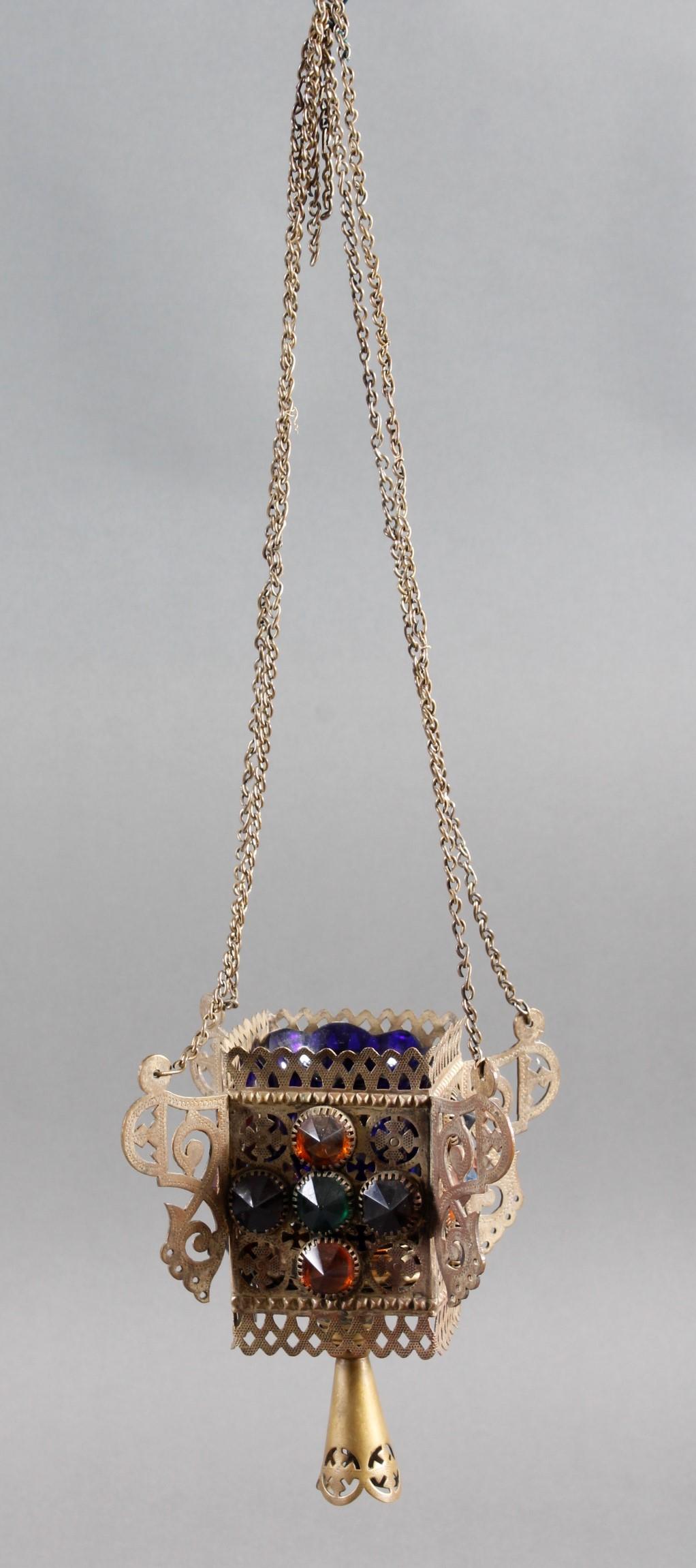 Ikonen-Lampe, Russland um 1900 mit Glassteinen | Badisches Auktionshaus