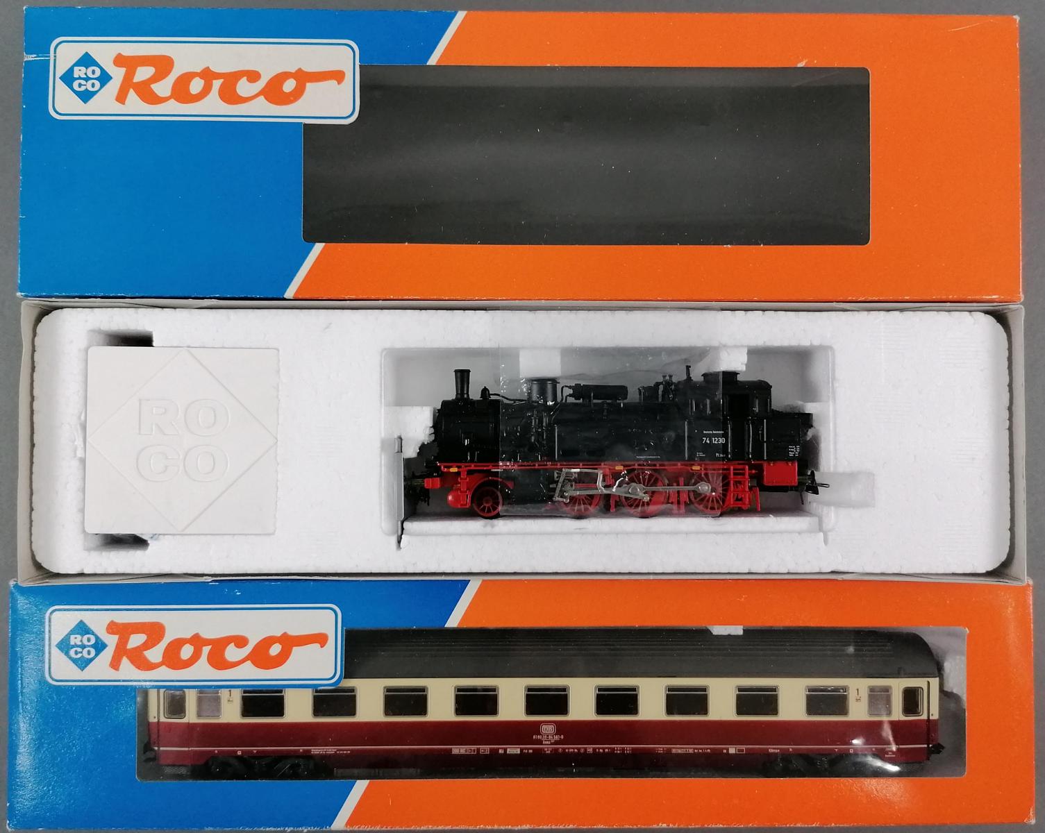 Roco 43275 Dampflok mit Personenwagen 44303 Spur H0 digital | Badisches ...