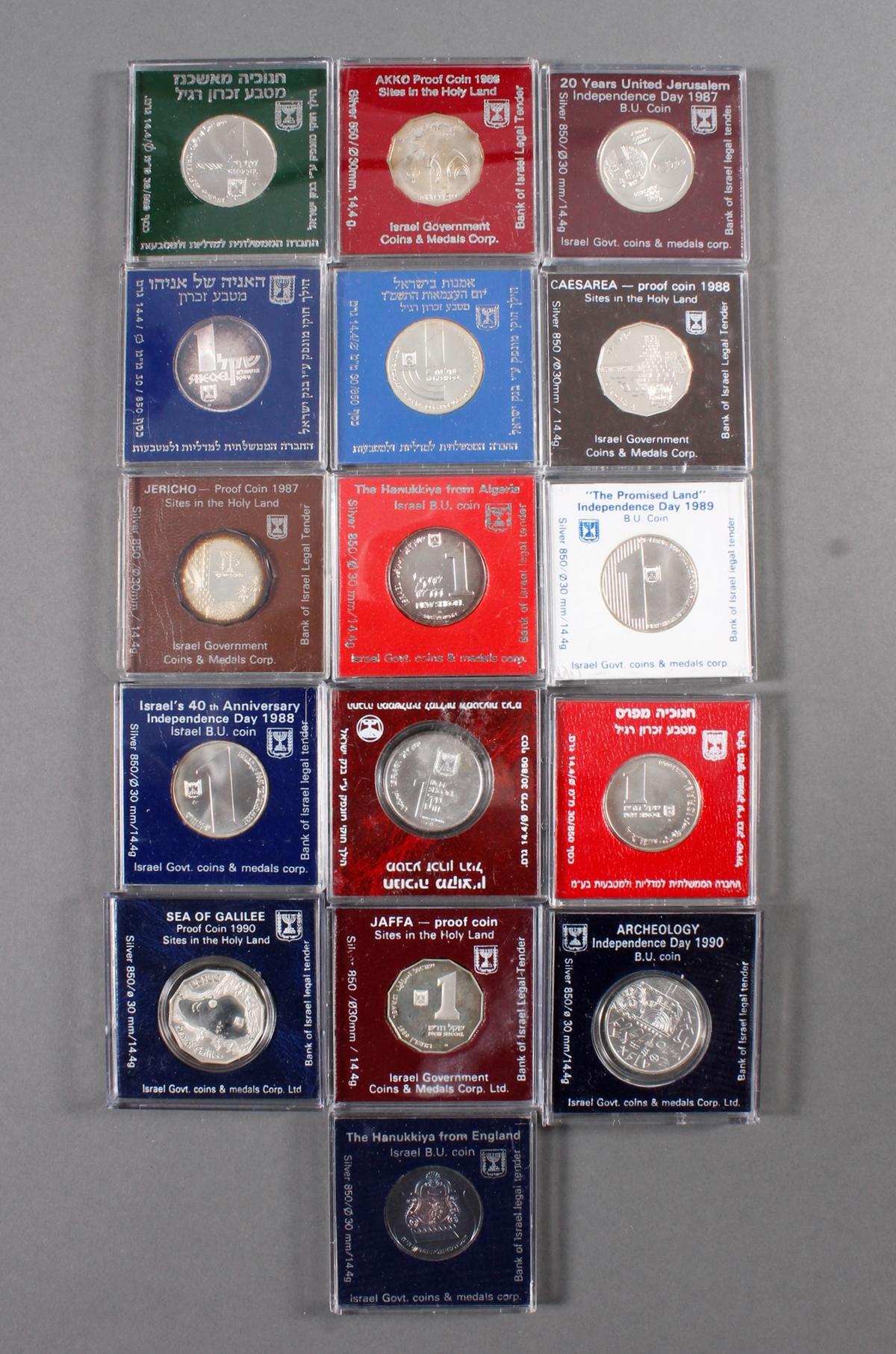 Israel, 16x 1 Neue Schekel 1985-1990 | Badisches Auktionshaus