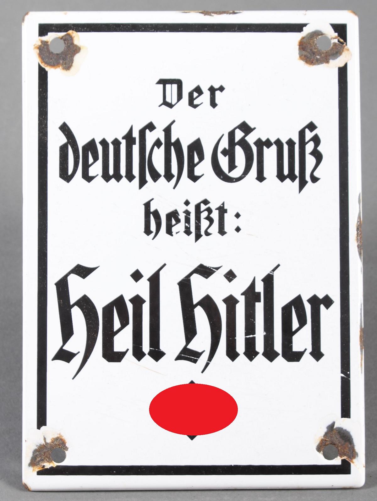 Emailleschild, Der Deutsche Gruß… | Badisches Auktionshaus